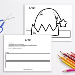 Elf Paper Crown, Printable Christmas Hat, Winter Holiday Party ...