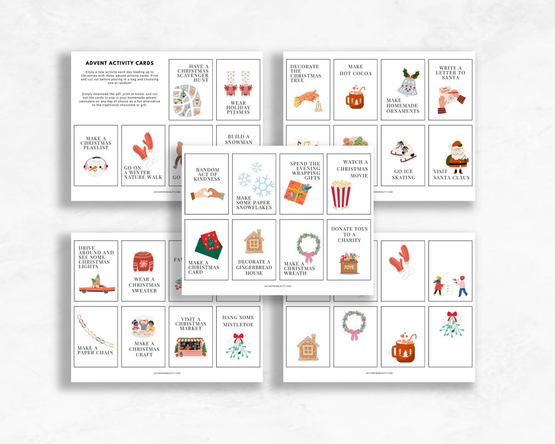 Advent Activity Cards, Printable Advent Calendar, Christmas Countdown ...