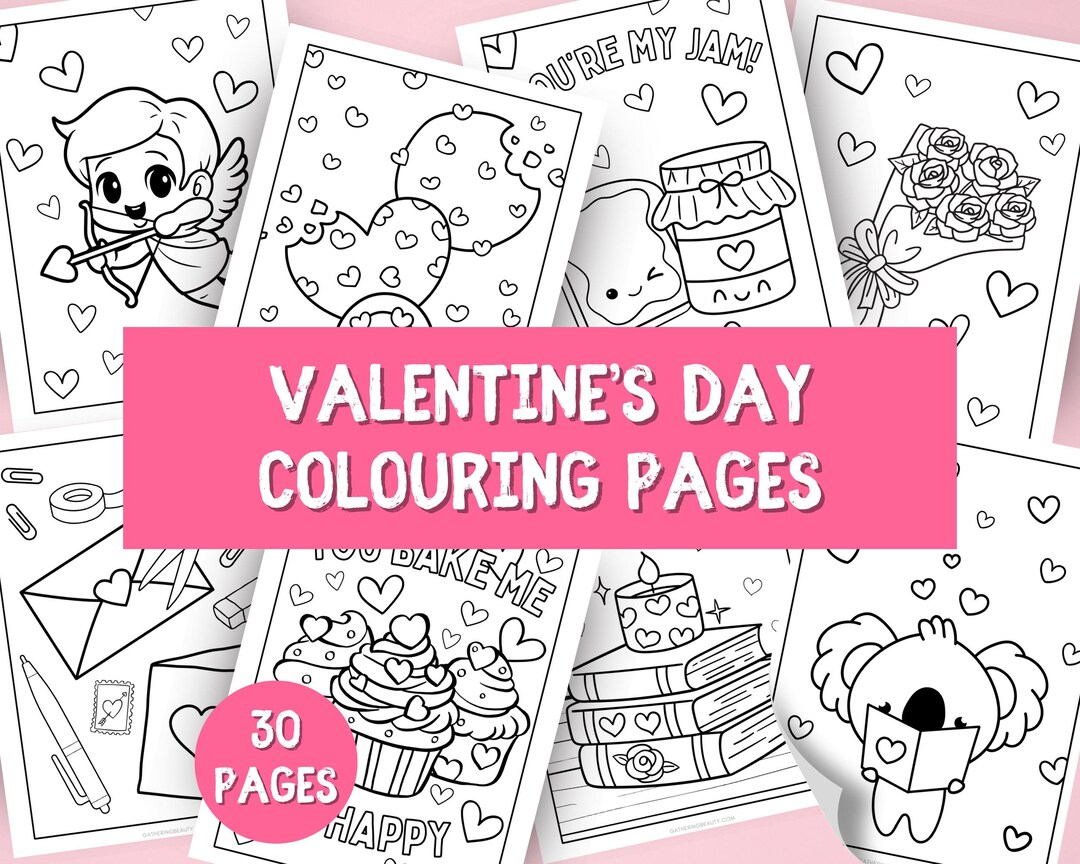 Valentine Coloring Pages, Printable Coloring Sheets, Cute Holiday Page ...