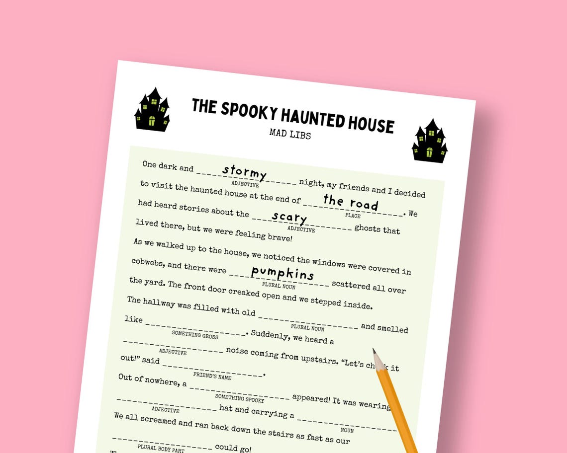 Halloween Mad Libs, Printable Game, Spooky Story, Mad Lib PDF, Fill-in ...
