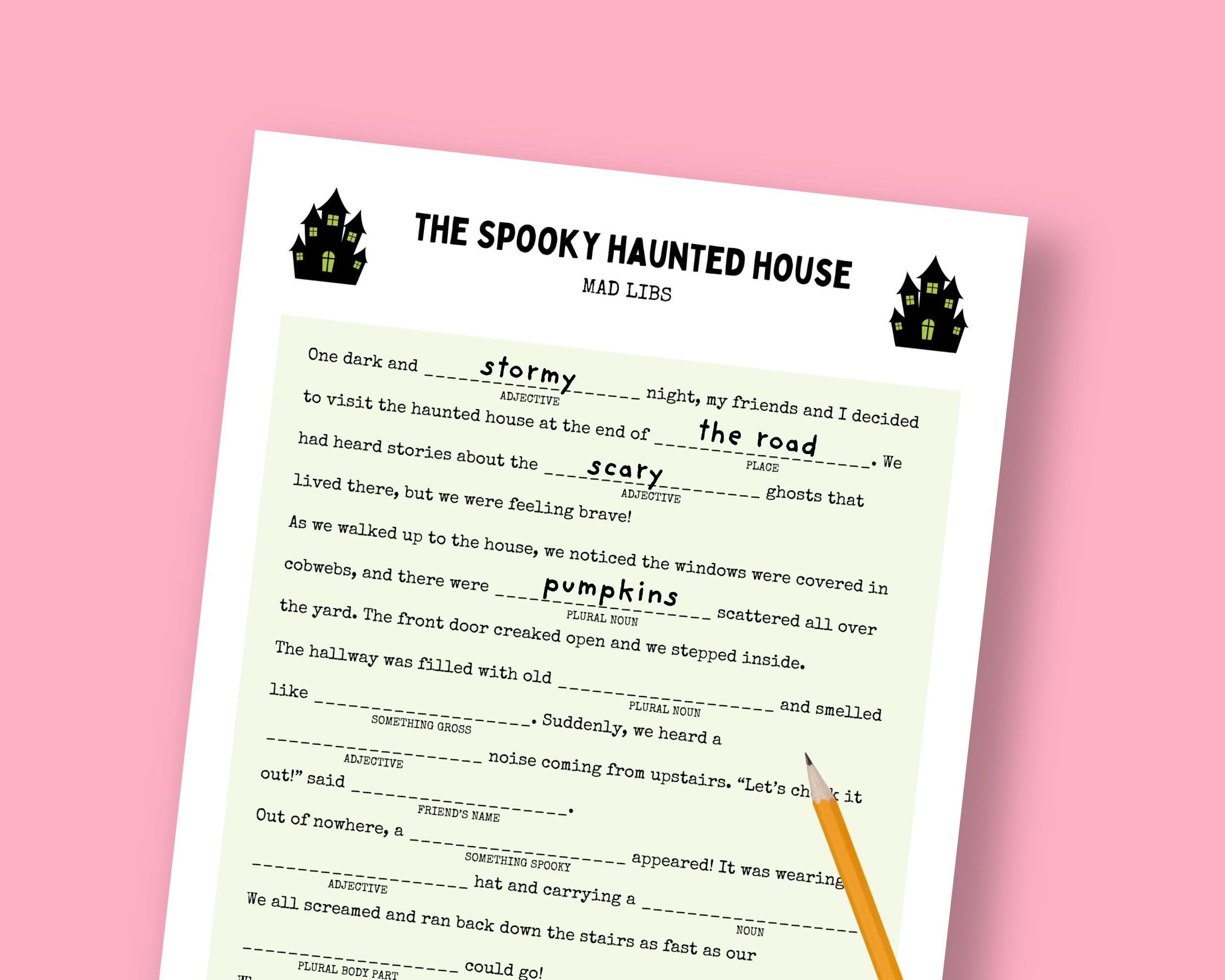 Halloween Mad Libs, Printable Game, Spooky Story, Mad Lib PDF, Fill-in ...