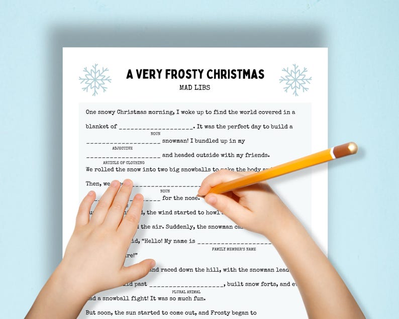 Christmas Mad Libs, Printable Game, Mad Lib PDF, Holiday Story, Fill-in ...