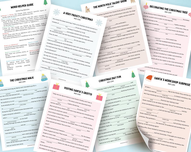 Christmas Mad Libs, Printable Game, Mad Lib PDF, Holiday Story, Fill-in ...