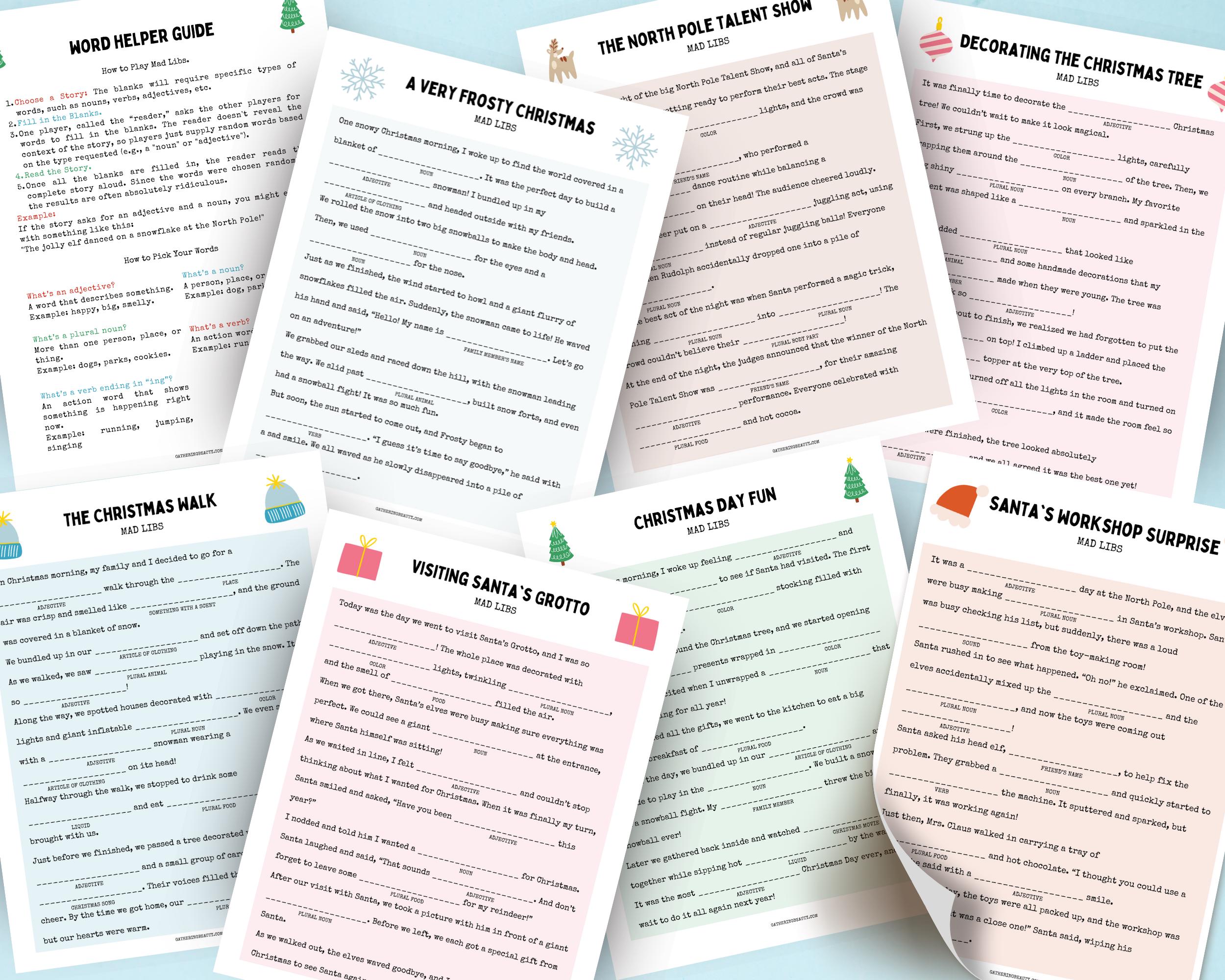 Christmas Mad Libs, Printable Game, Mad Lib PDF, Holiday Story, Fill-in ...