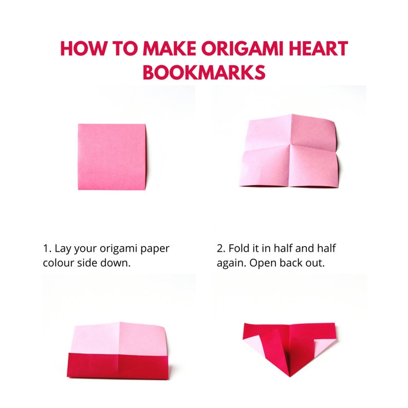 Origami Heart Bookmark - PDF - DIY Tutorial - Ebook - Origami ...