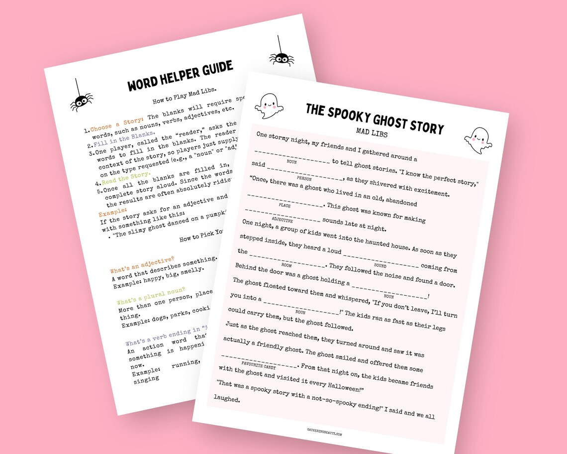 Halloween Mad Libs, Printable Game, Spooky Story, Mad Lib PDF, Fill-in ...