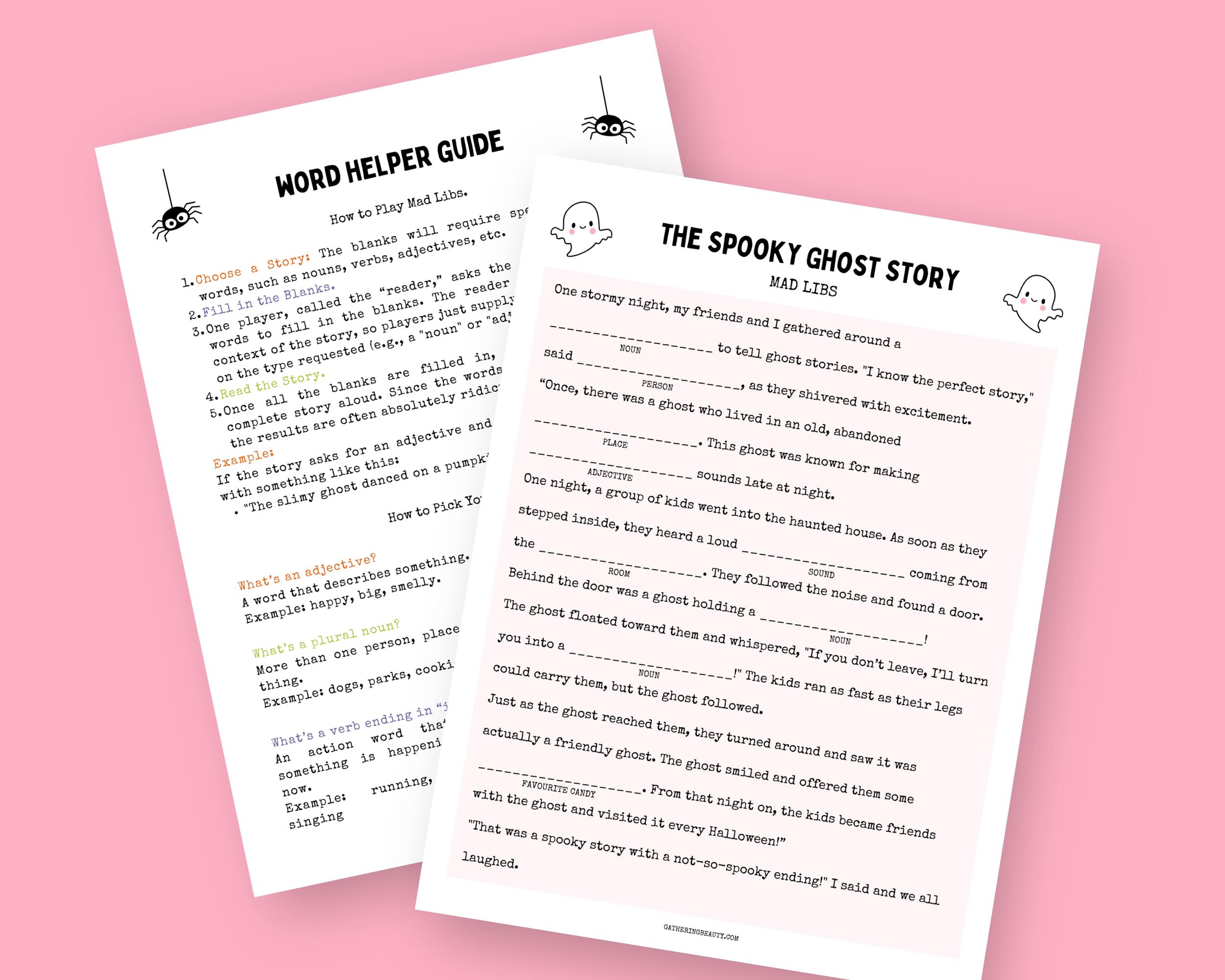Halloween Mad Libs, Printable Game, Spooky Story, Mad Lib PDF, Fill-in ...