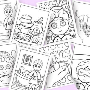 Spa Day Coloring Pages, Pamper Party, Girls Birthday, Activity Sheets ...