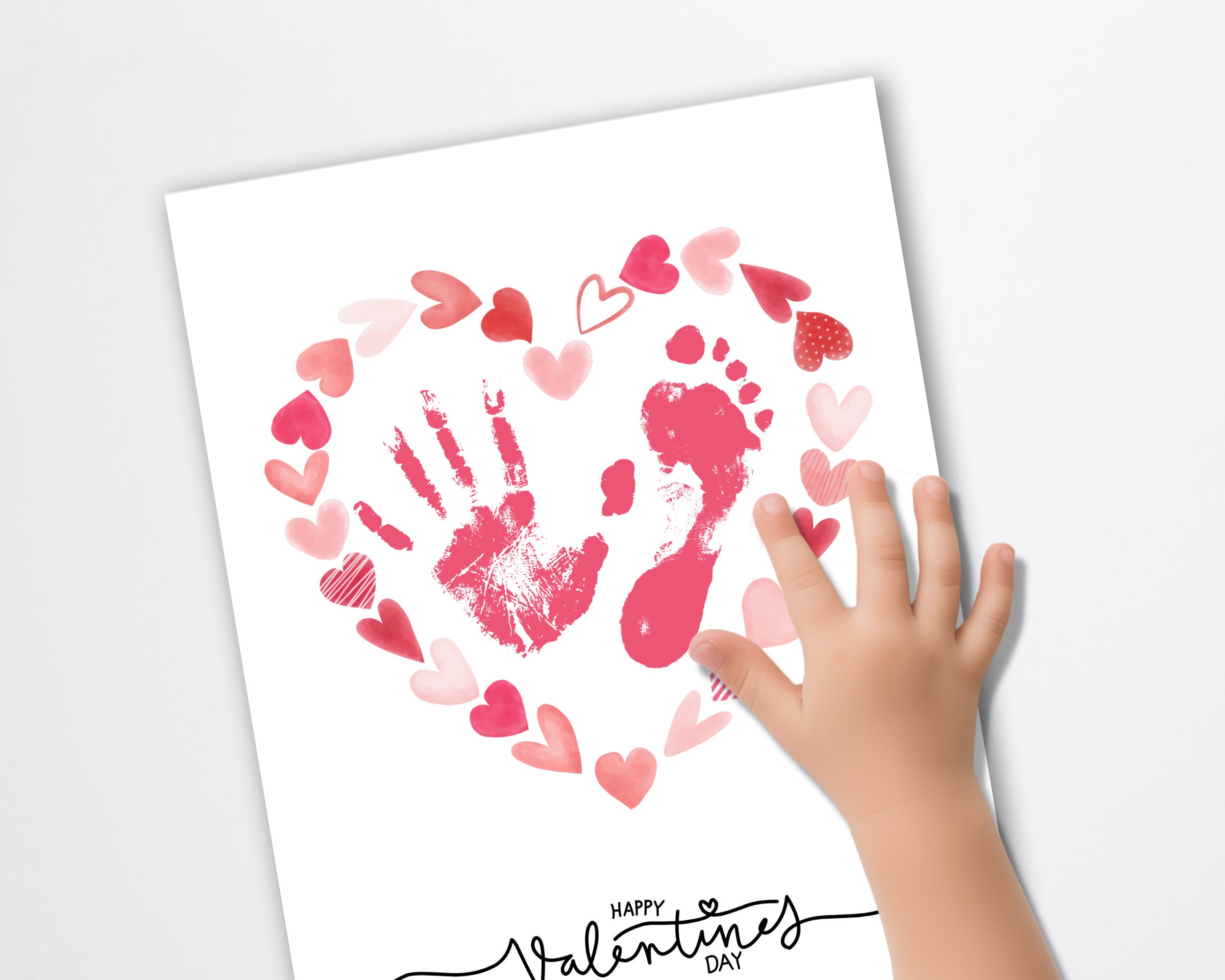 Happy Valentine's Day Handprint Craft, Wreath Handprint Craft ...