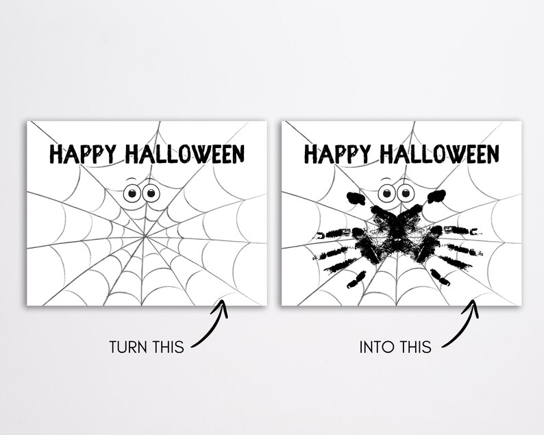 Spider Halloween Handprint Art, Printable Handprint Crafts, Spider ...
