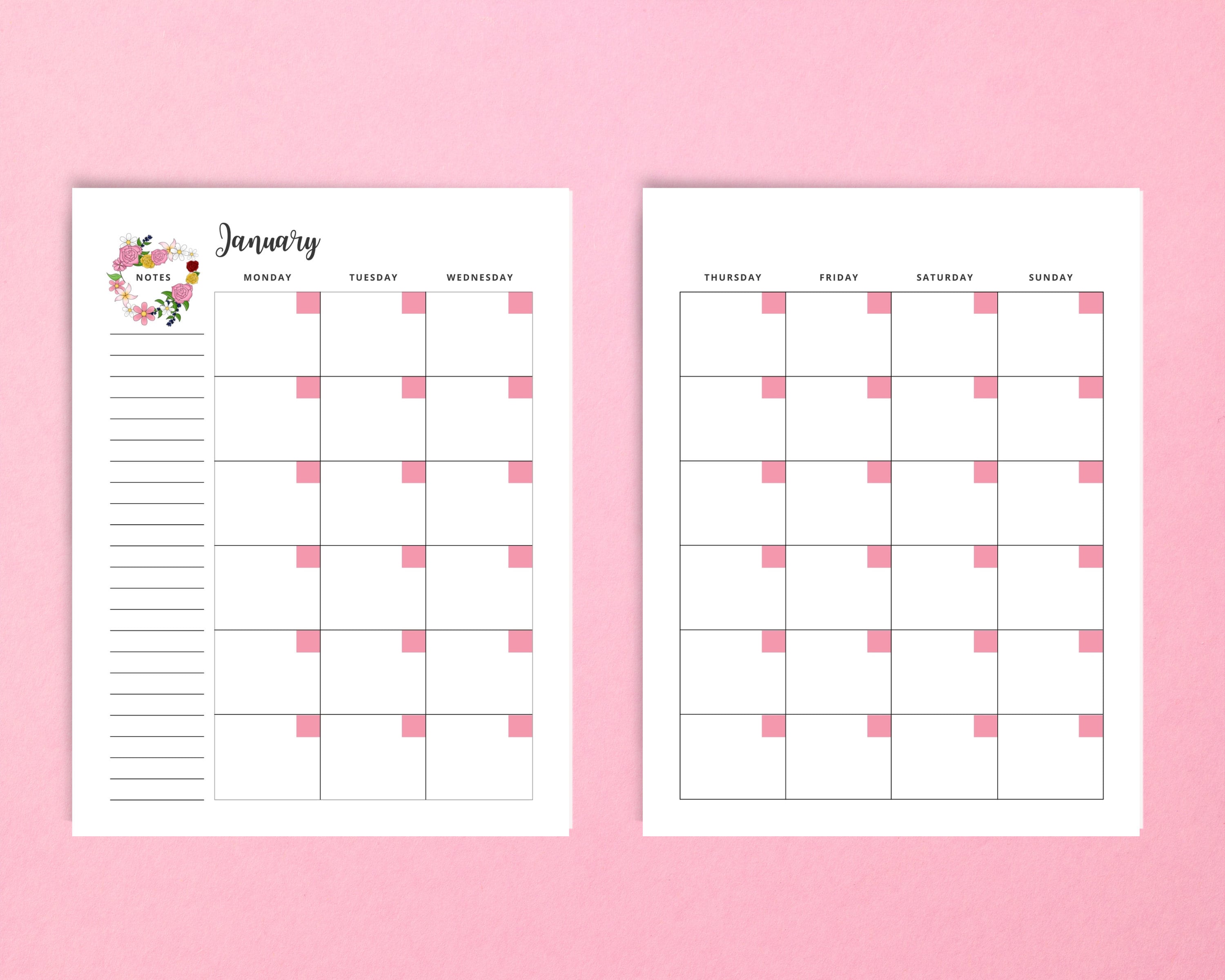 Printable Floral Planner | Monthly Calendar | Daily Planner Pages ...