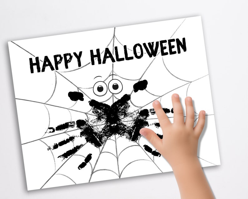 Spider Halloween Handprint Art, Printable Handprint Crafts, Spider ...