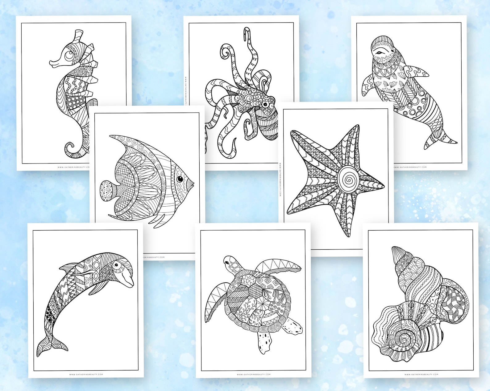 Ocean Animal Coloring Pages, Zentangle Coloring Pages, Sea Creature ...