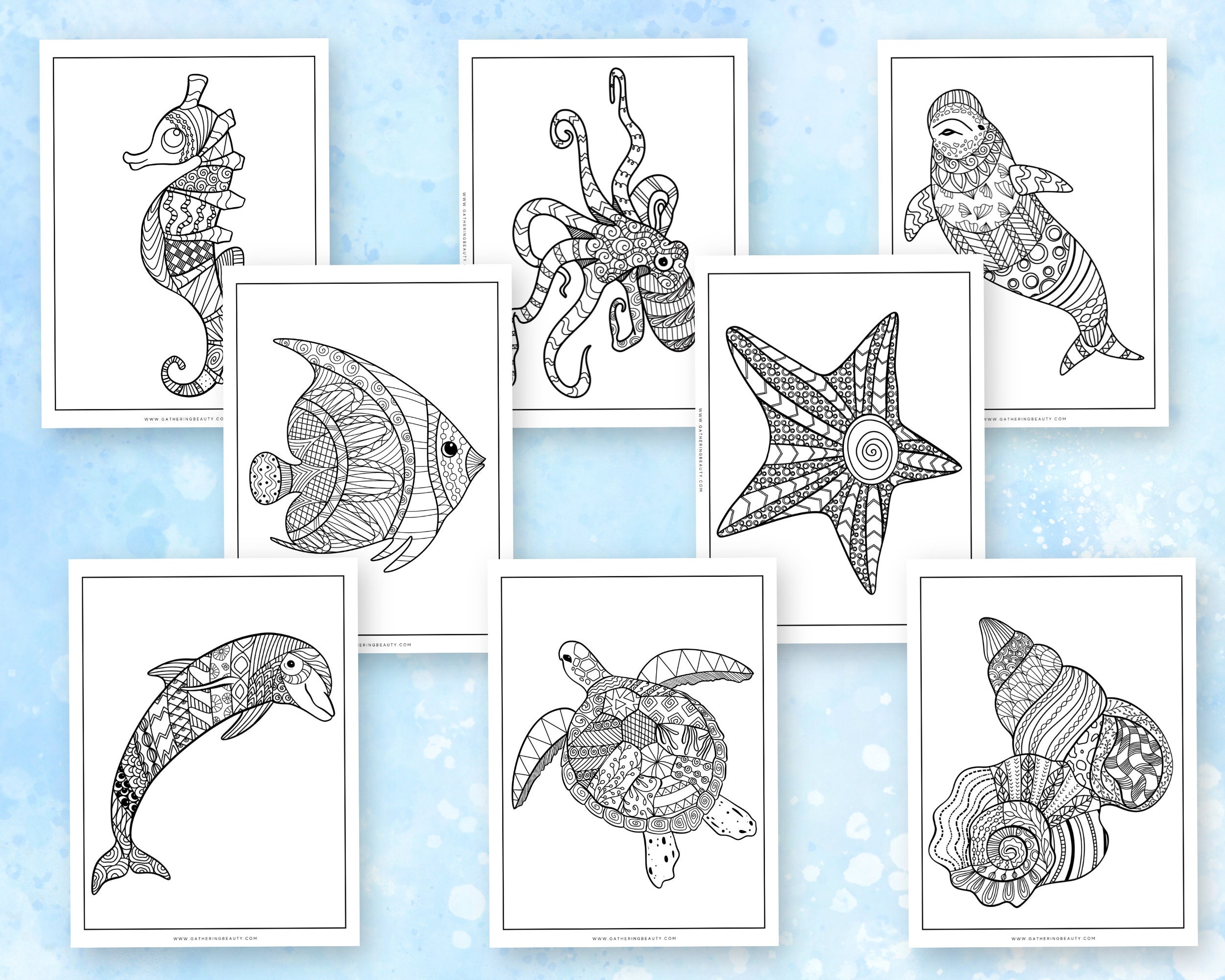Ocean Animal Coloring Pages, Zentangle Coloring Pages, Sea Creature ...