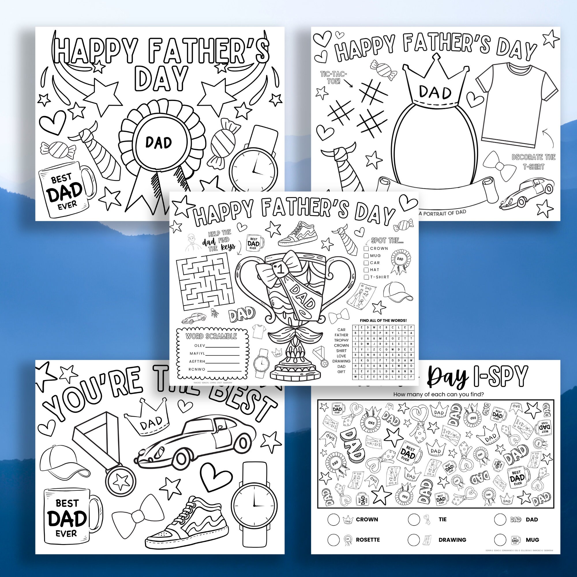 Printable Father’s Day Activity Placemats - Etsy
