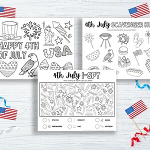 4th of July Activity Placemat for Kids, Independence Day Worksheet ...