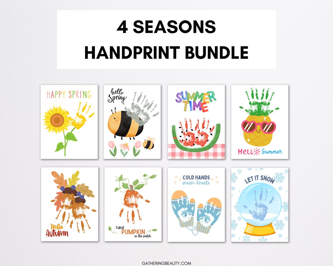 Four Season Handprint Art, Seasonal Handprint Craft, Keepsake ...