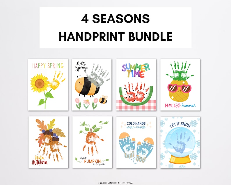 Four Season Handprint Art, Seasonal Handprint Craft, Keepsake ...