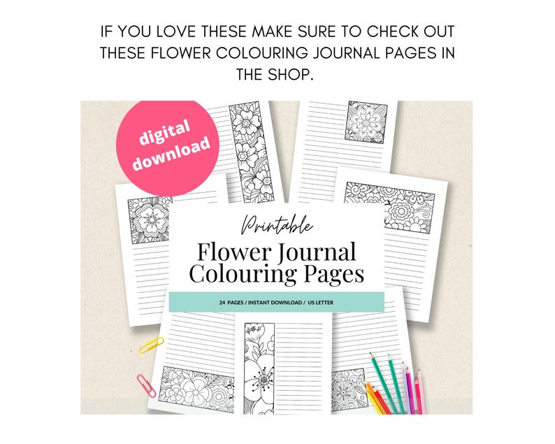Colouring Journal Pages, Printable Lined Pages, Stationery Paper ...