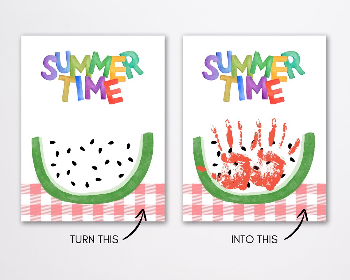 Summer Handprint Art, Watermelon Handprint, Summer Camp Art, Day Care ...