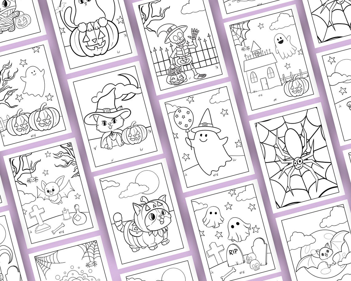 Cute Halloween Coloring Pages, Printable Coloring Sheets, Spooky Kids ...