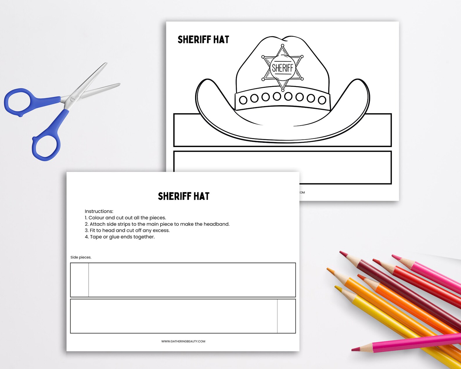 Sheriff Cowboy Hat Paper Crown, Printable Kids Craft, Wild West Costume ...