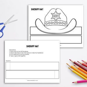 Sheriff Cowboy Hat Paper Crown, Printable Kids Craft, Wild West Costume ...