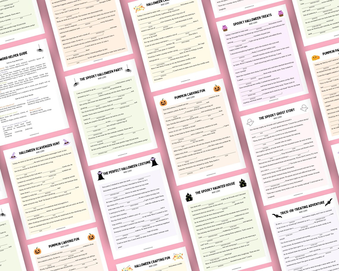 Halloween Mad Libs, Printable Game, Spooky Story, Mad Lib PDF, Fill-in ...