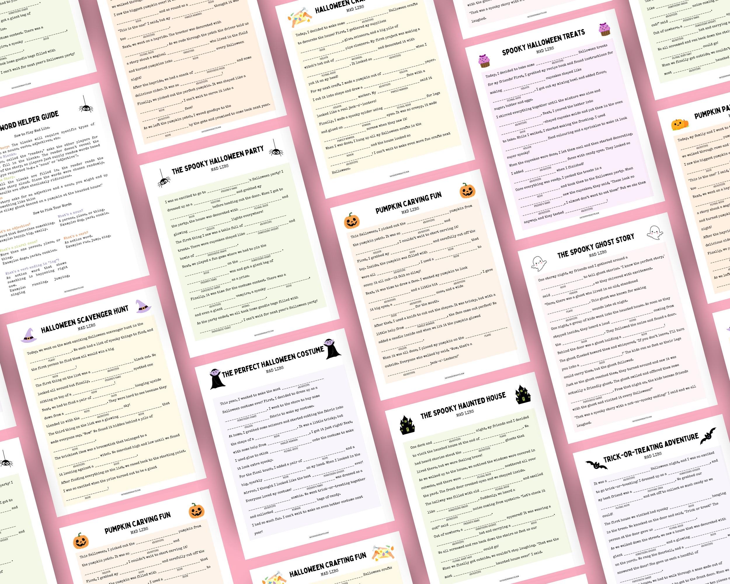 Halloween Mad Libs, Printable Game, Spooky Story, Mad Lib PDF, Fill-in ...