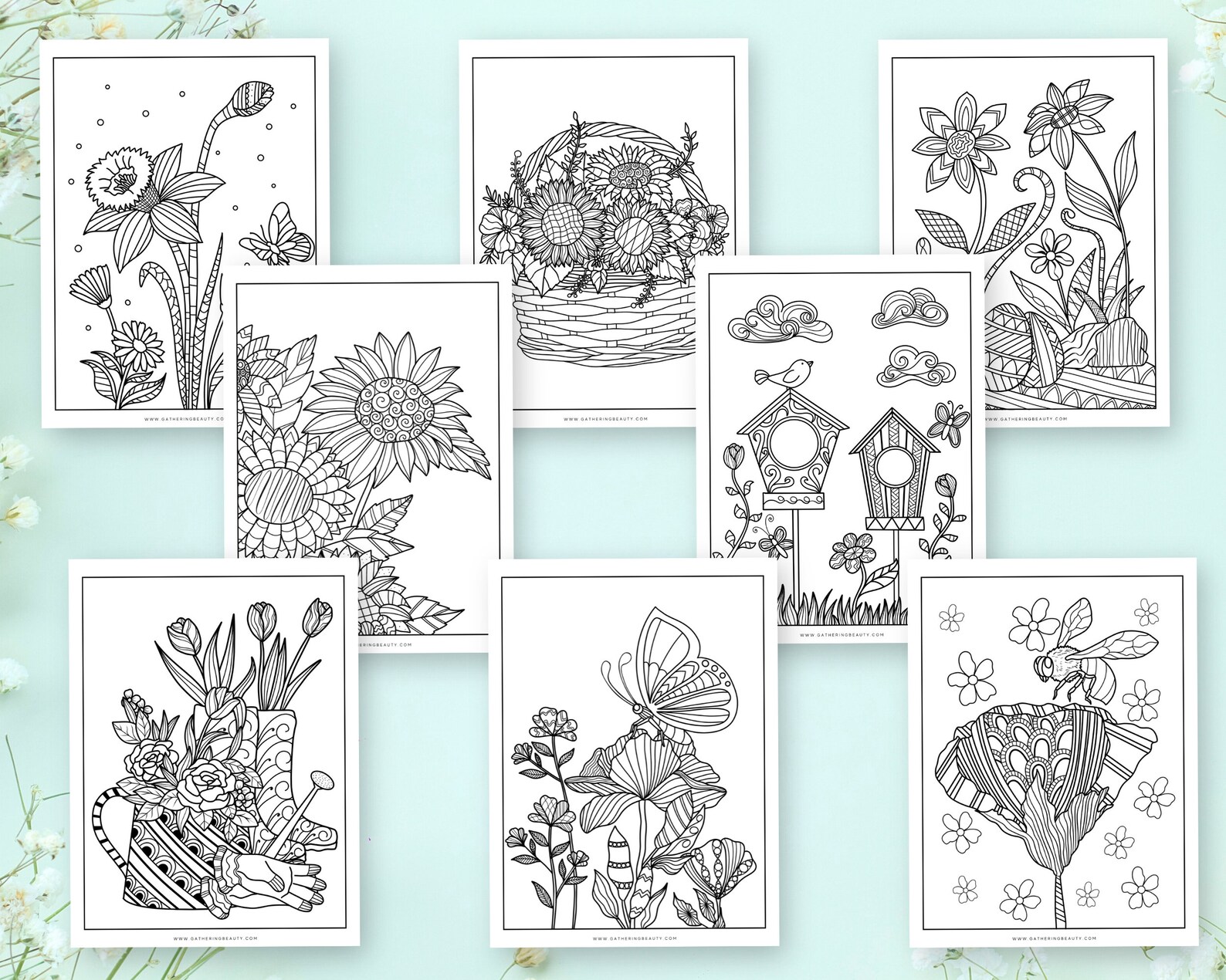 Spring Coloring Pages, Adult Coloring Sheets, Coloring Page Craft ...