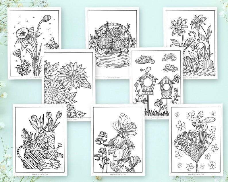 Spring Coloring Pages, Adult Coloring Sheets, Coloring Page Craft ...