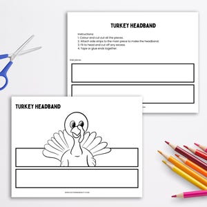 Turkey Paper Hat, Thanksgiving Headband, Printable Craft, Paper Crown ...