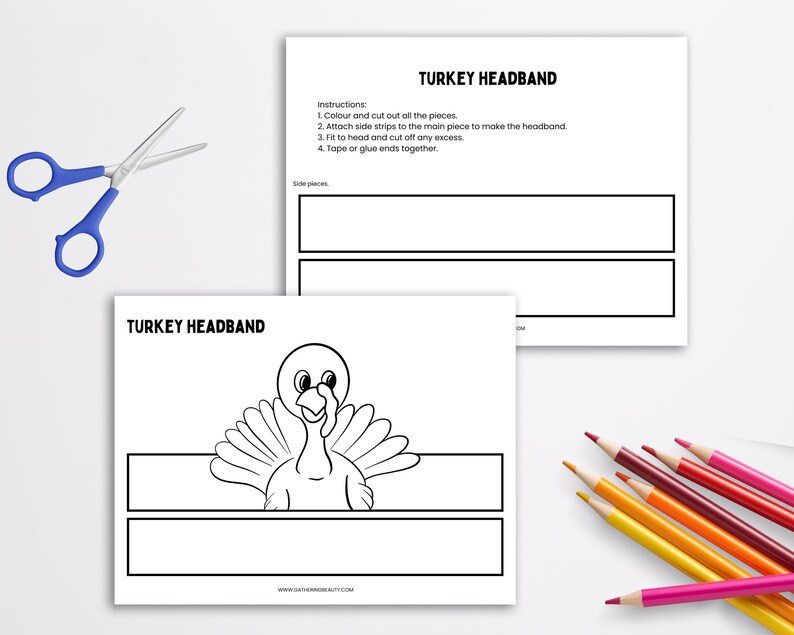 Turkey Paper Hat, Thanksgiving Headband, Printable Craft, Paper Crown ...