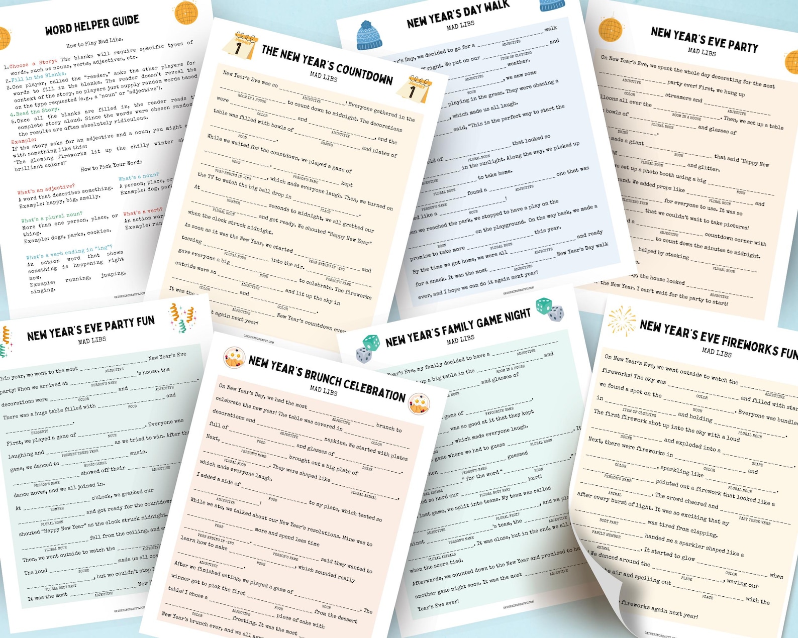 New Year's Eve Mad Libs, Printable Game, Mad Lib PDF, Holiday Story ...
