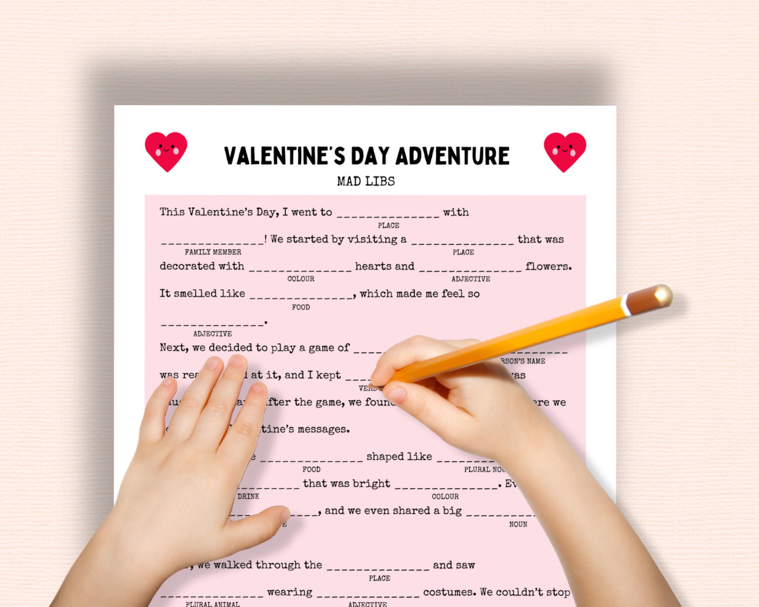 Valentine Mad Libs, Printable Game, Mad Lib PDF, Valentine's Day Story ...