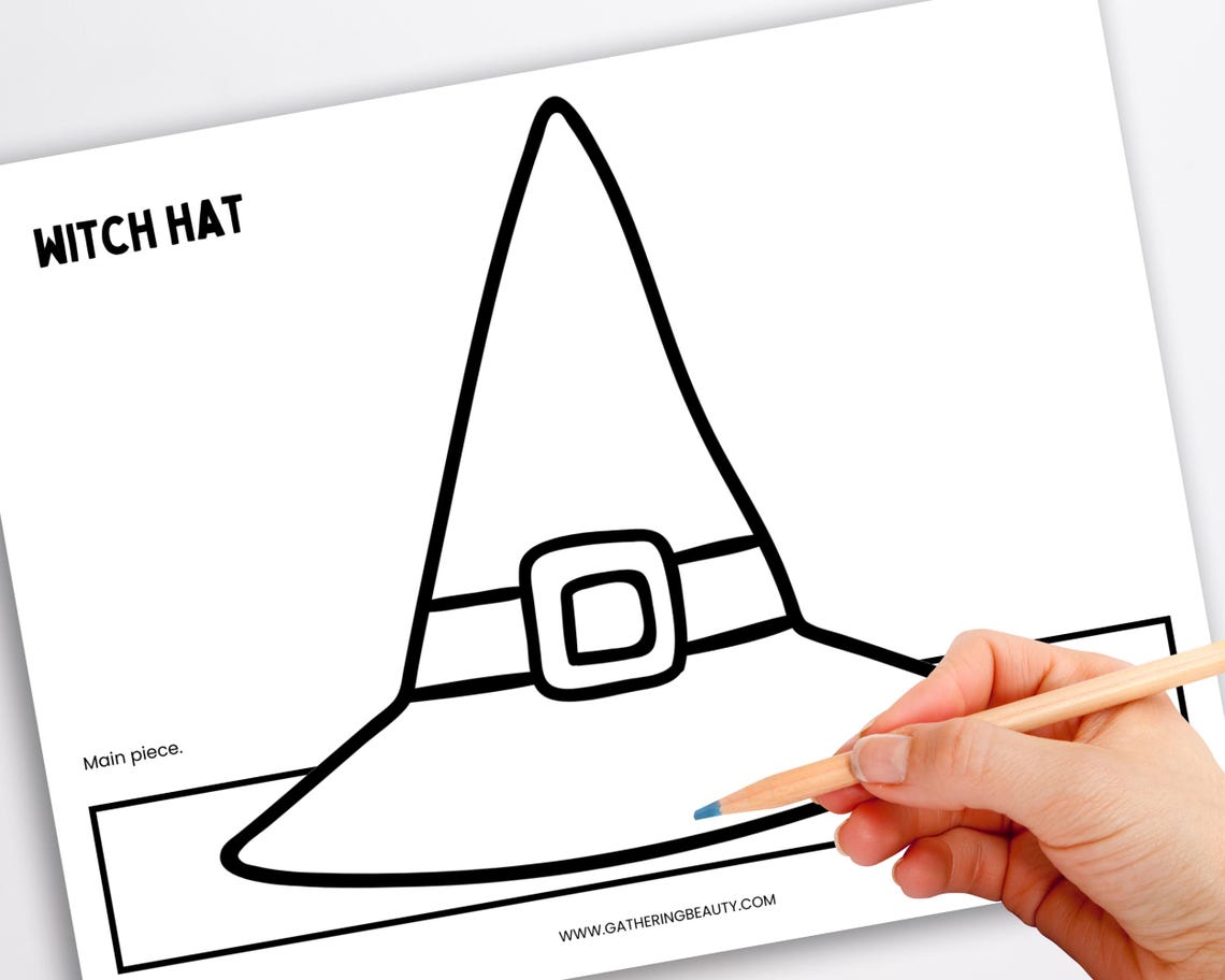 Witch Hat Paper Crown, Printable Paper Craft, Halloween Coloring Page ...