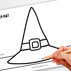 Witch Hat Paper Crown, Printable Paper Craft, Halloween Coloring Page ...