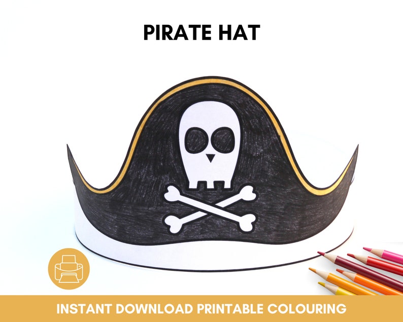 Pirate Hat Paper Crown, Printable Template, Pirate Captain Party ...