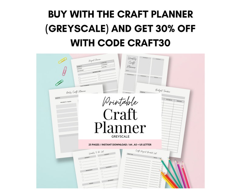 Craft Planner Bundle, Project Planner Pages, Printable Planner, Craft ...