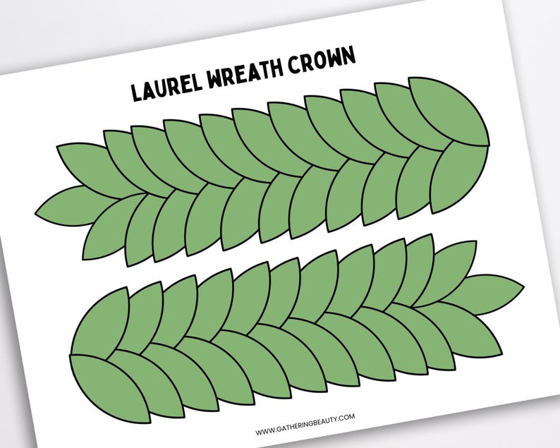 Wreath Crown, Printable Laurel Headband, Coloured Version, Craft Hat ...