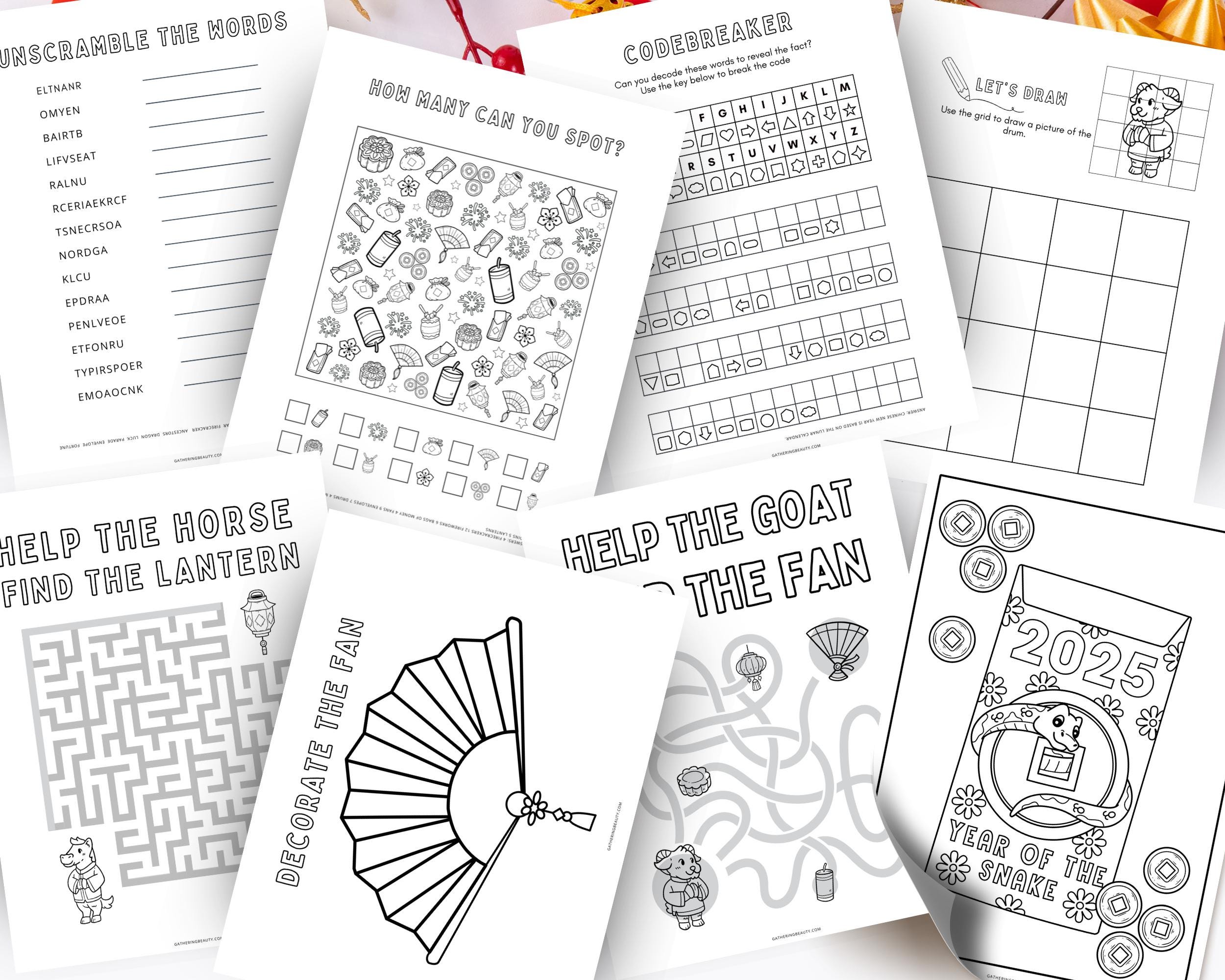 Chinese New Year Activity, Printable Lunar New Year's Game, Coloring ...