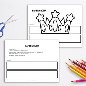 Paper Crown Craft, Princess Party Bag Filler, King Queen Hat Coloring ...