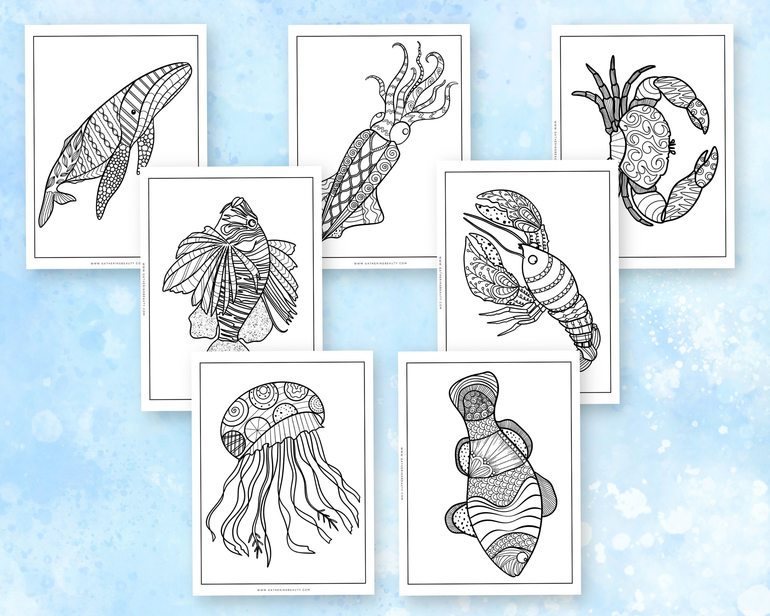 Ocean Animal Coloring Pages, Zentangle Coloring Pages, Sea Creature ...