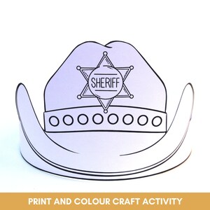Sheriff Cowboy Hat Paper Crown, Printable Kids Craft, Wild West Costume ...