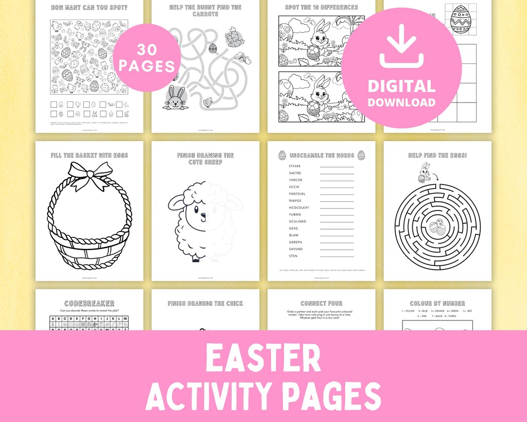 Easter Activity Pages, Printable Activities, Spring Party Games, Kids ...