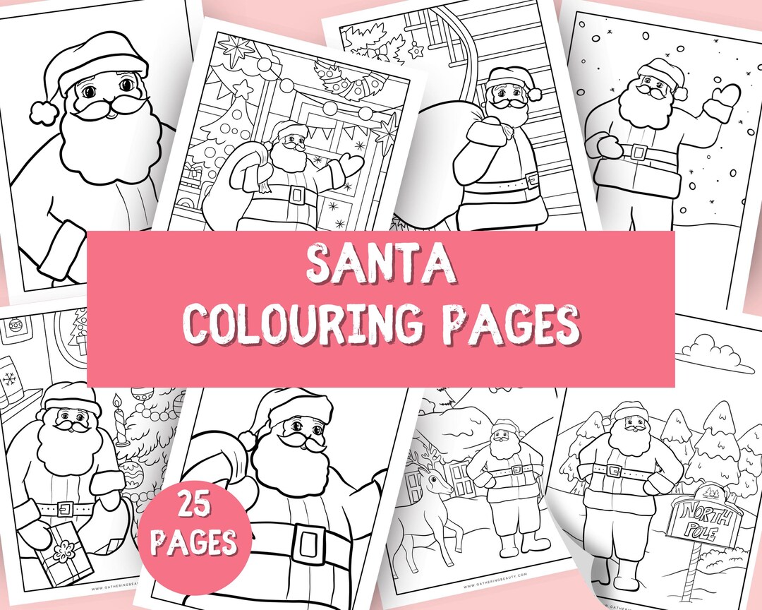 Santa Coloring Pages, Printable Coloring Sheets, Cute Santa Claus ...