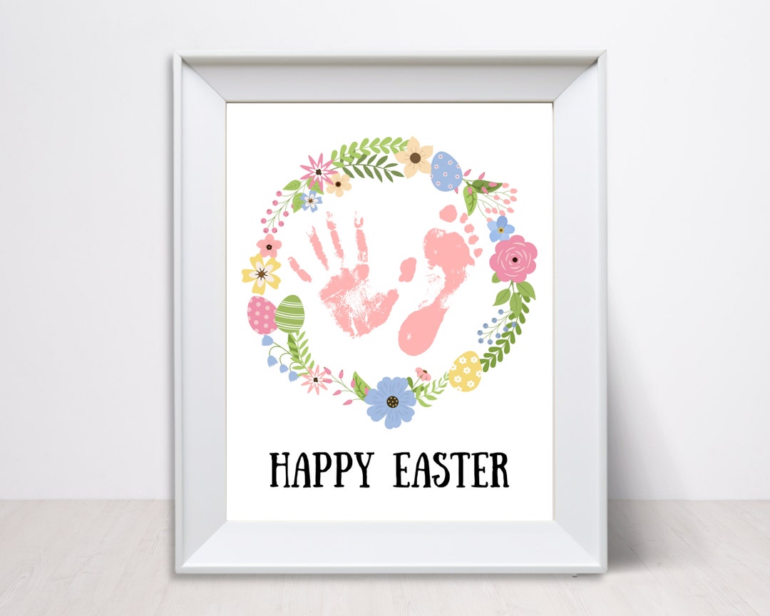 Easter Wreath Handprint Craft, Easter Handprint Art, Happy Easter Craft ...