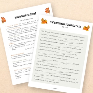 Thanksgiving Mad Libs, Printable Game, Mad Lib PDF, Turkey Story, Fill ...