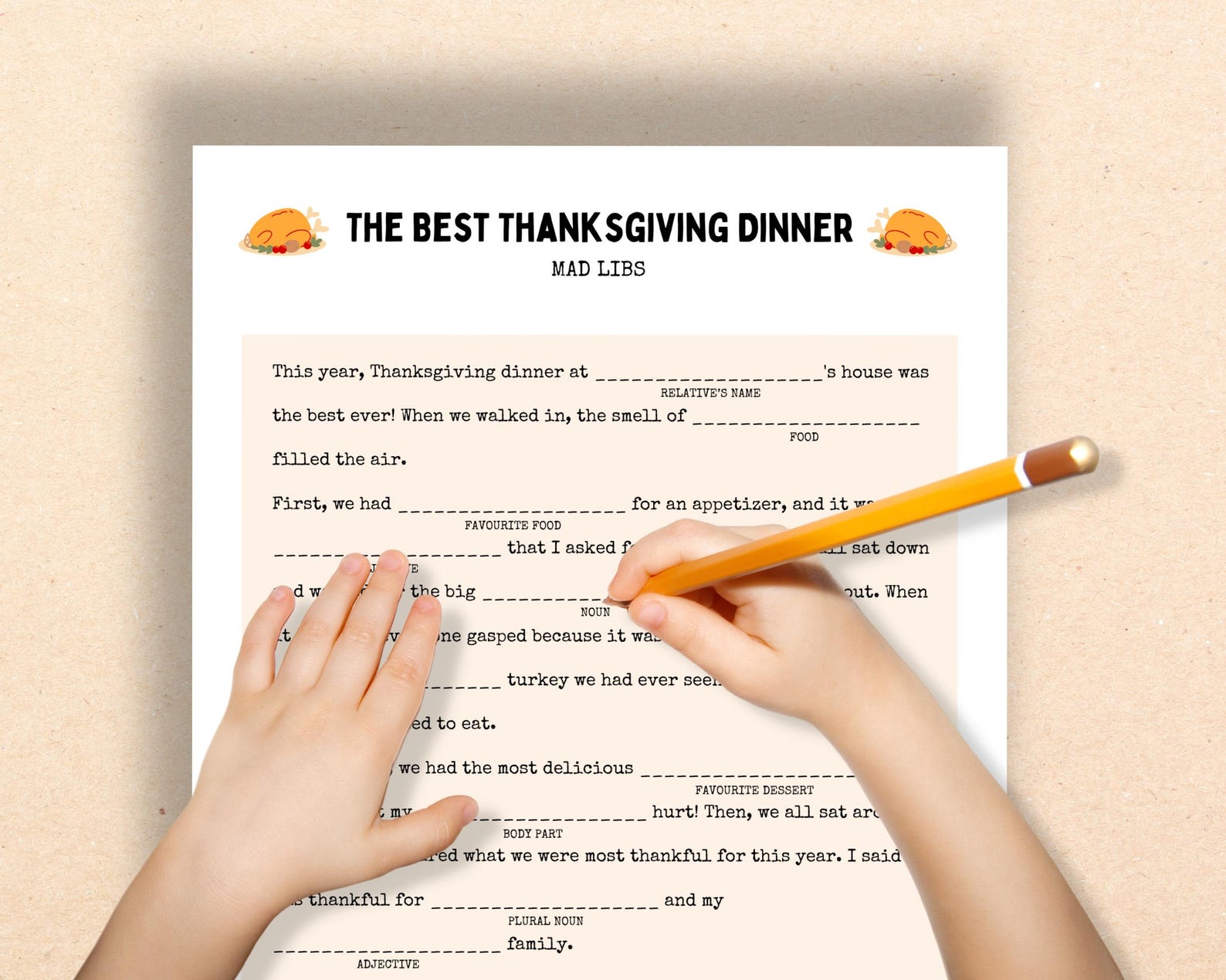 Thanksgiving Mad Libs, Printable Game, Mad Lib PDF, Turkey Story, Fill ...