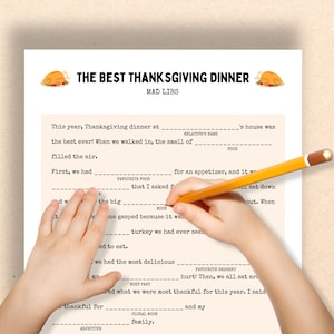 Thanksgiving Mad Libs, Printable Game, Mad Lib PDF, Turkey Story, Fill ...